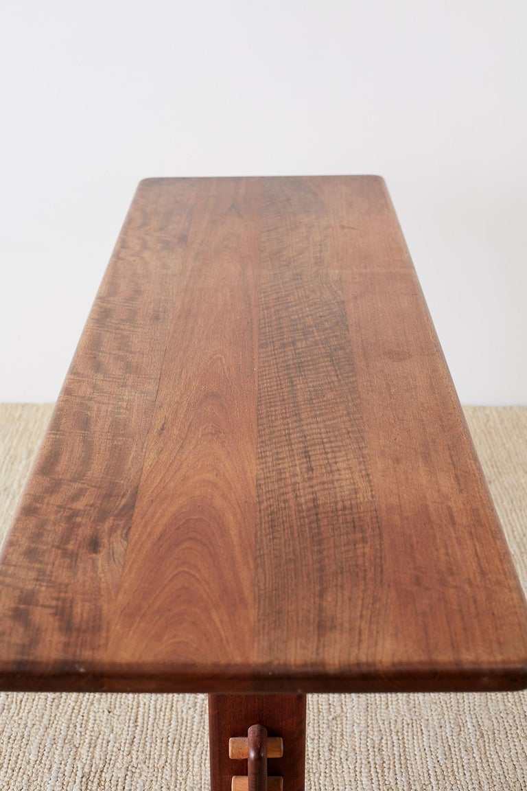 Midcentury Gerald McCabe African Shedua Trestle Table at 1stDibs ...