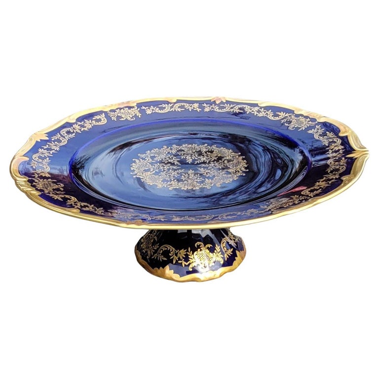 Mid-Century German Cobalt and Gilt Decorated Porcelain Compote For Sale ...