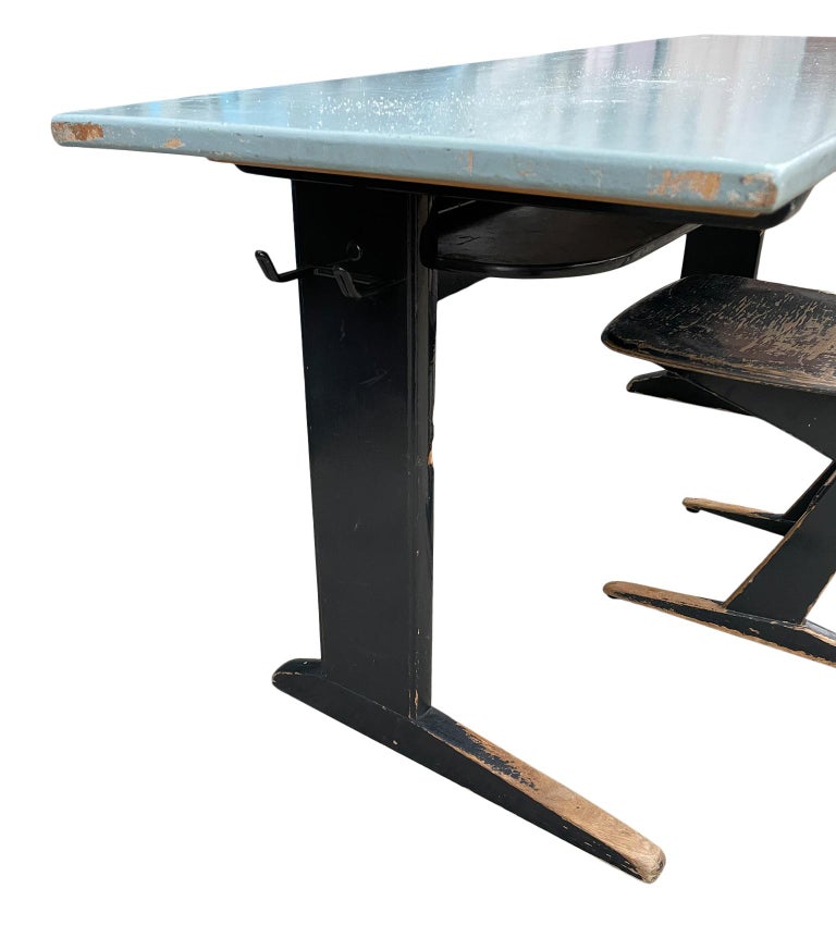 Mid Century German Design Child’s Desk and Chair Style of Jean Prouve ...
