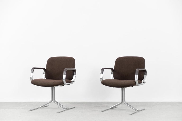 Pair of Midcentury German Modern Brown Aluminum Chairs from Mauser ...
