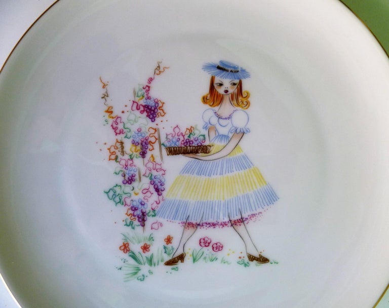 Midcentury German Porcelain Decorative Dessert Plate Set of 9 Heinrich ...