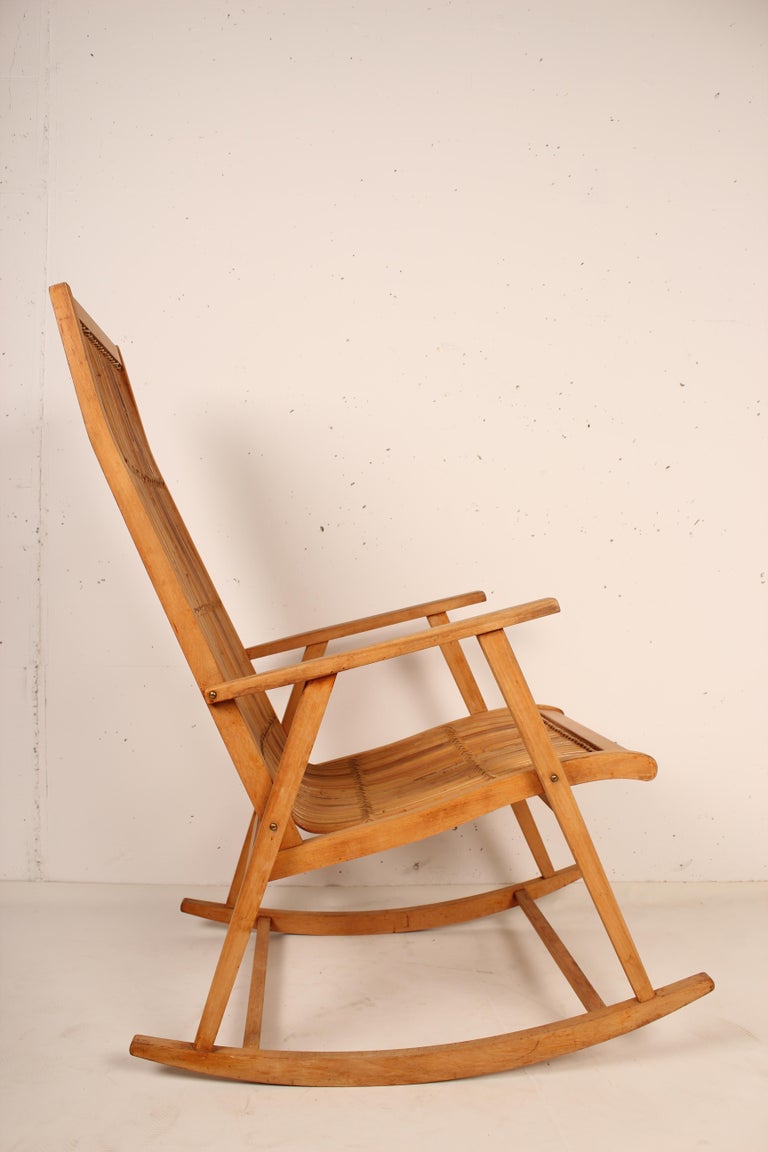 Midcentury German Rattan Rocking Chair, 1960s at 1stDibs