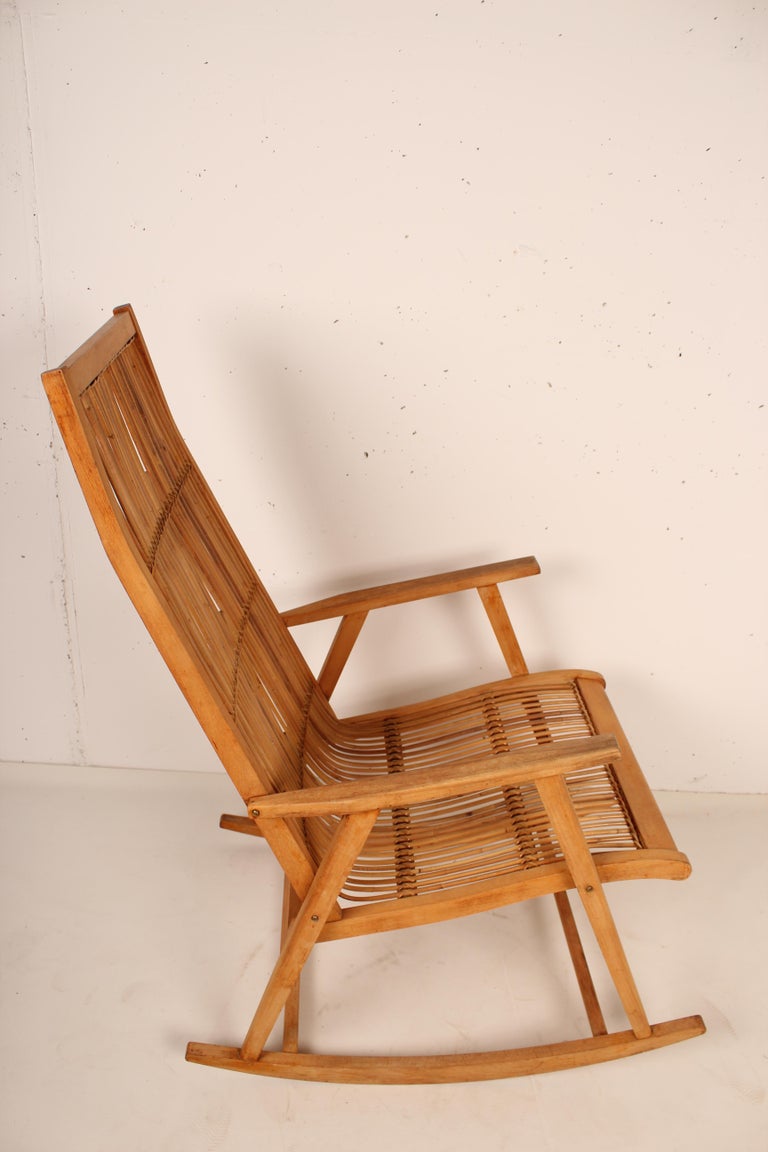 Midcentury German Rattan Rocking Chair, 1960s at 1stDibs