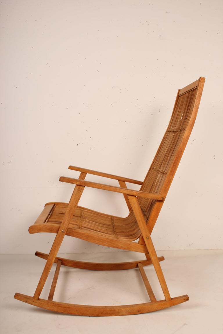 Midcentury German Rattan Rocking Chair, 1960s at 1stDibs