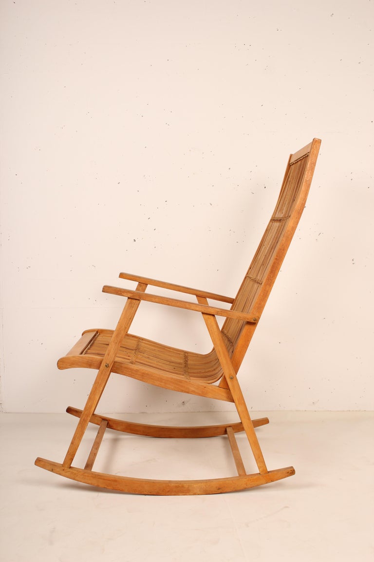 Midcentury German Rattan Rocking Chair, 1960s at 1stDibs