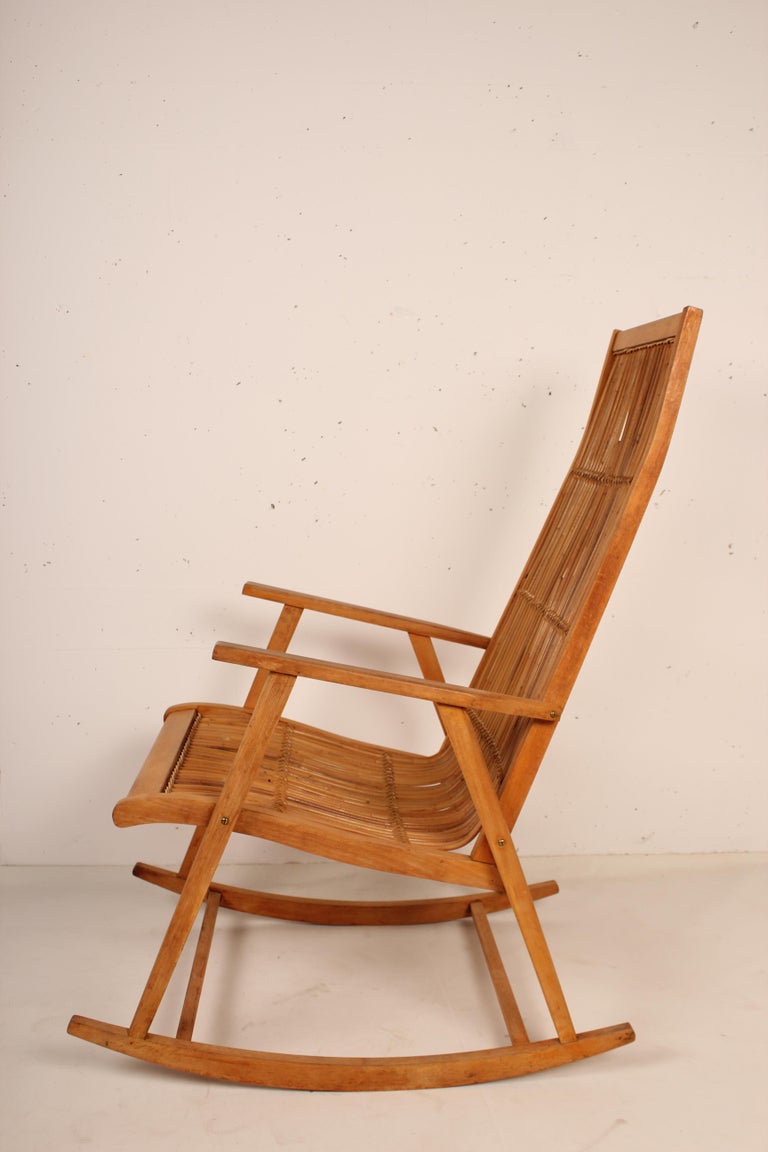 Midcentury German Rattan Rocking Chair, 1960s at 1stDibs