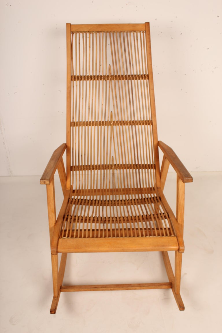 Midcentury German Rattan Rocking Chair, 1960s at 1stDibs