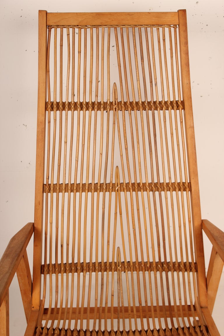 Midcentury German Rattan Rocking Chair, 1960s at 1stDibs