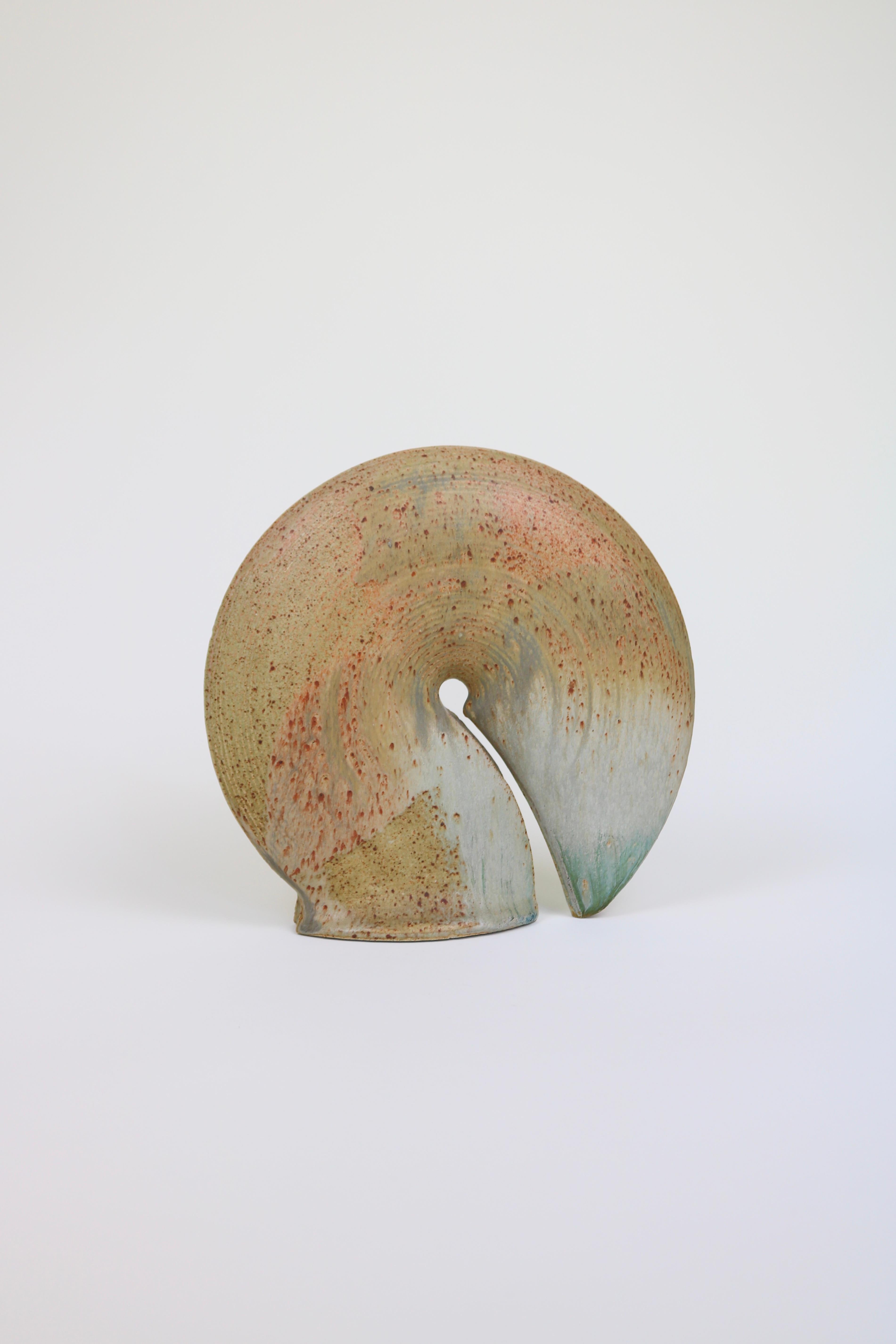 Mid Century German Studio Pottery Disk Vase For Sale at 1stDibs