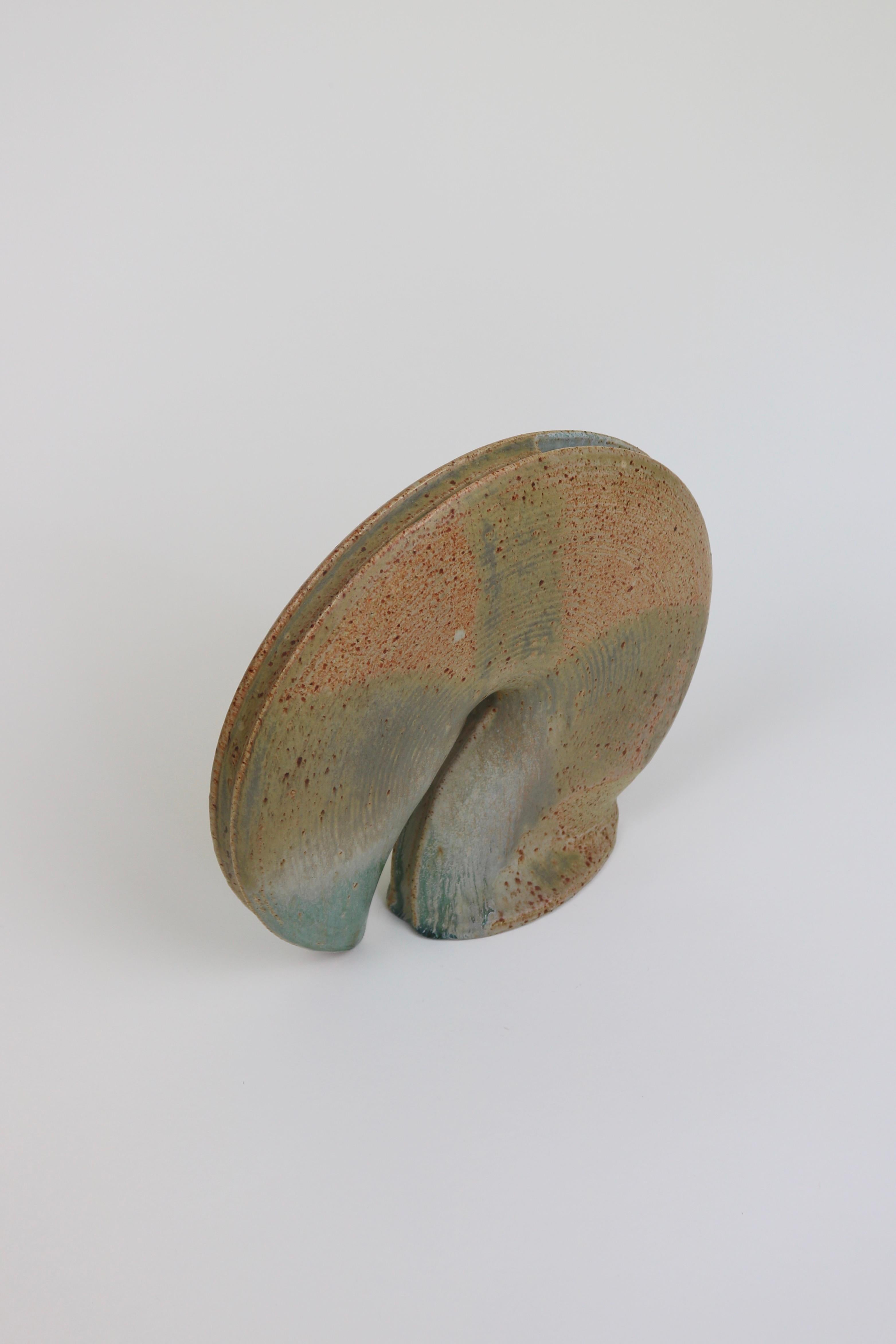 Mid Century German Studio Pottery Disk Vase For Sale at 1stDibs