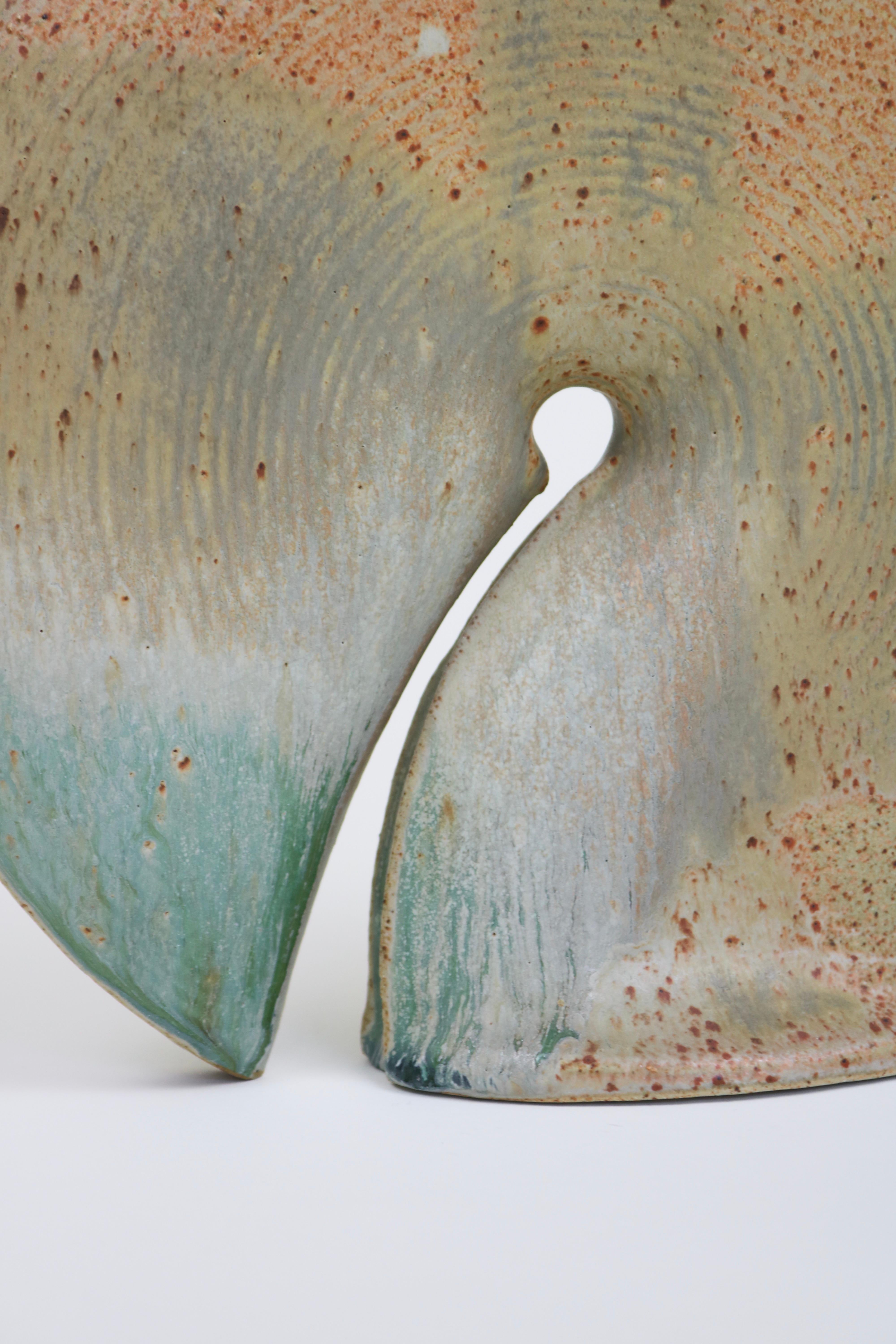 Mid Century German Studio Pottery Disk Vase For Sale at 1stDibs