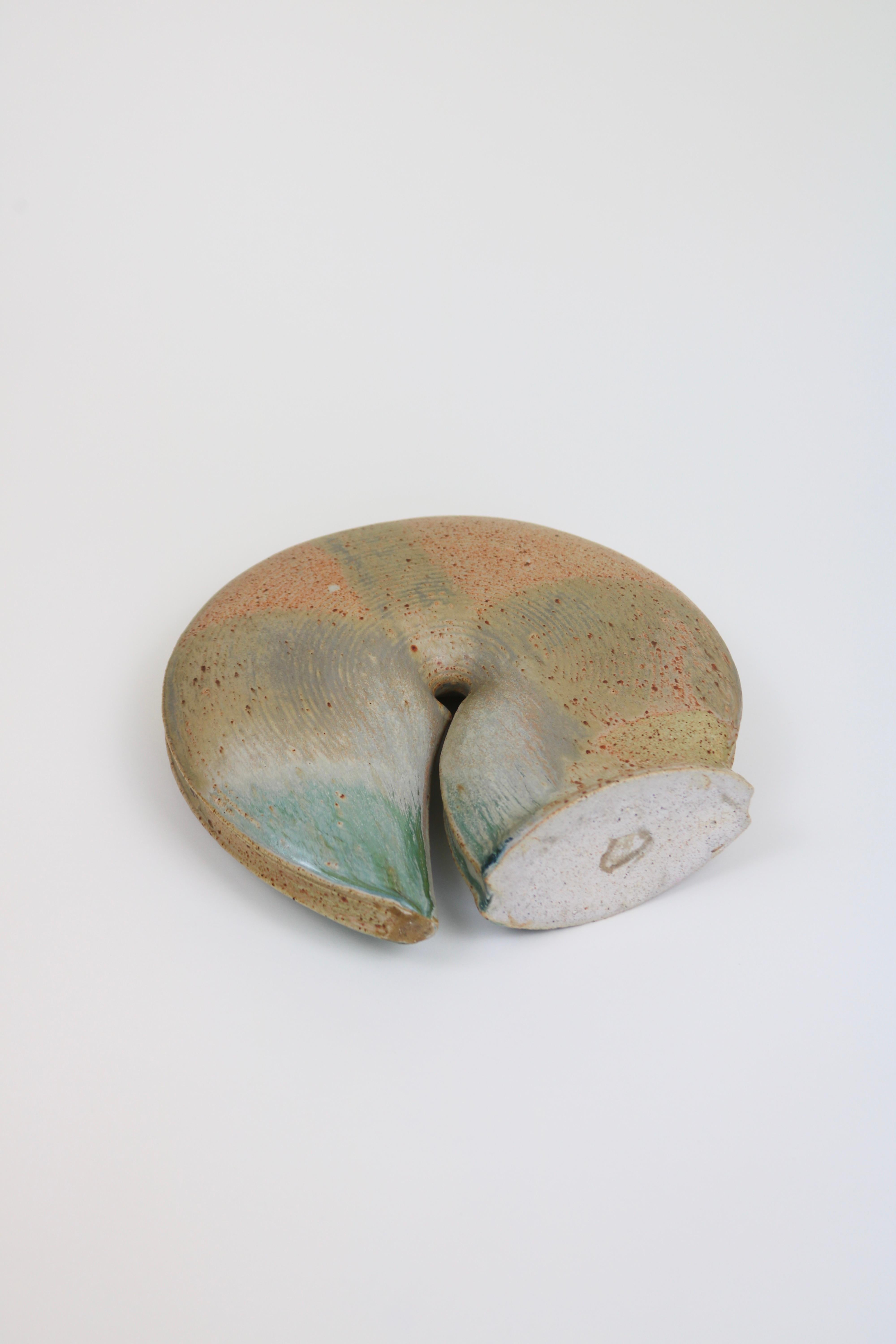 Mid Century German Studio Pottery Disk Vase For Sale at 1stDibs