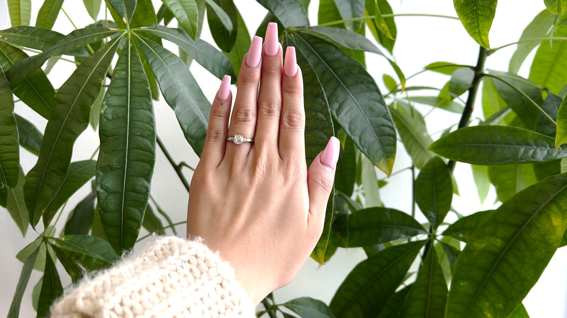 Mid Century GIA 0.66 Carats Old European Cut Diamond Platinum Ring For ...