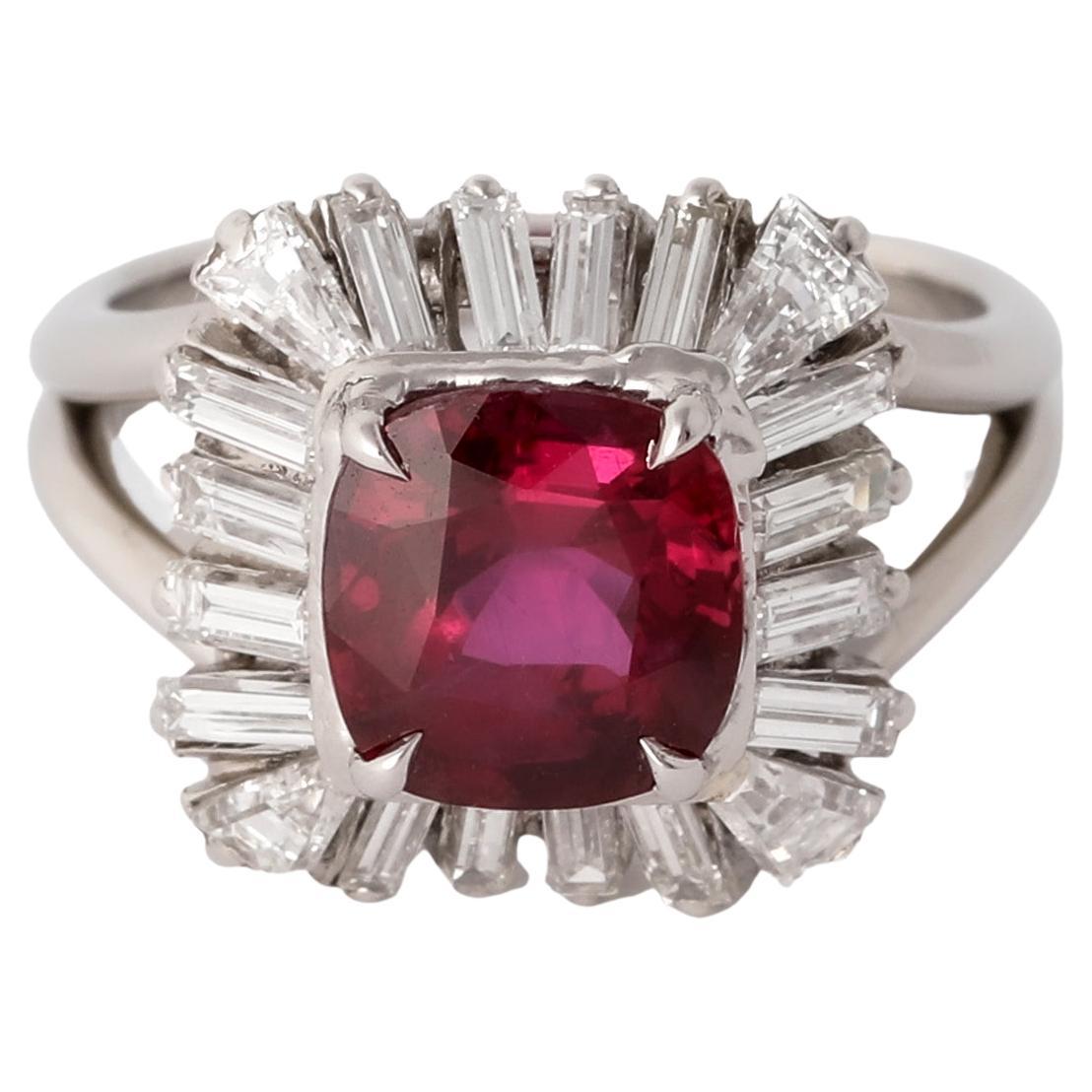 Siam Ruby and Diamond Ballerina Cluster Ring, circa 1960 at 1stDibs ...