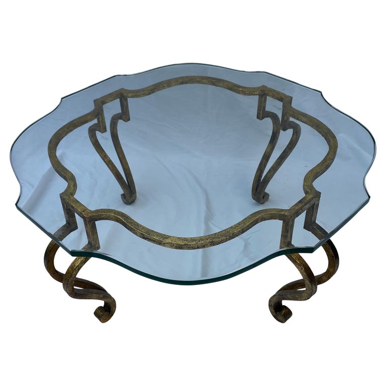 Mid Century Gilded Bronze Coffee Table With Thick Glass Top For Sale at ...