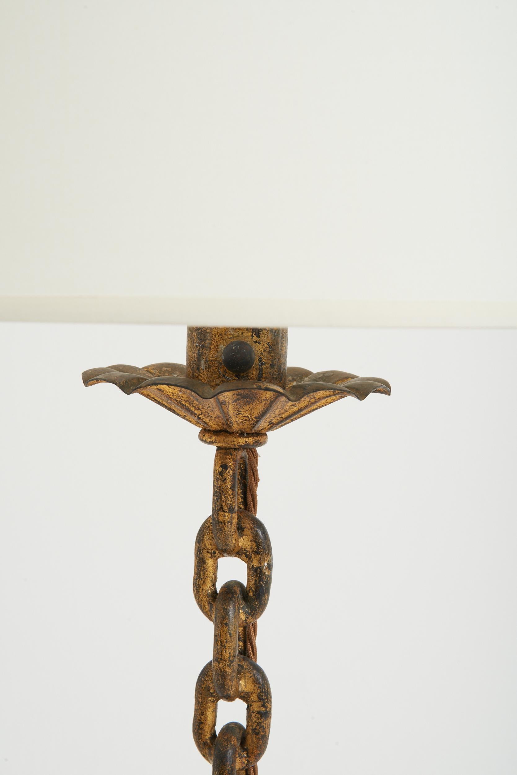 Mid-Century Gilt Chain Floor Lamp at 1stDibs
