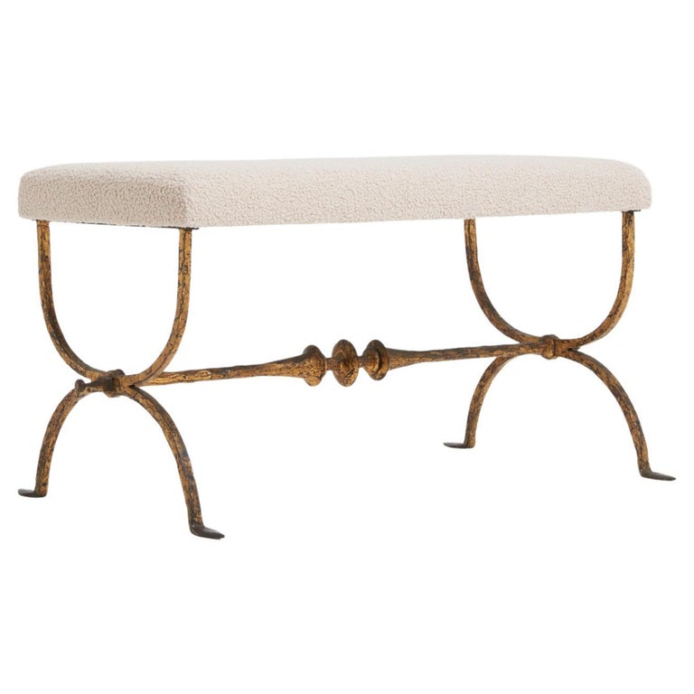 Mid-Century Gilt Iron Long Stool at 1stDibs