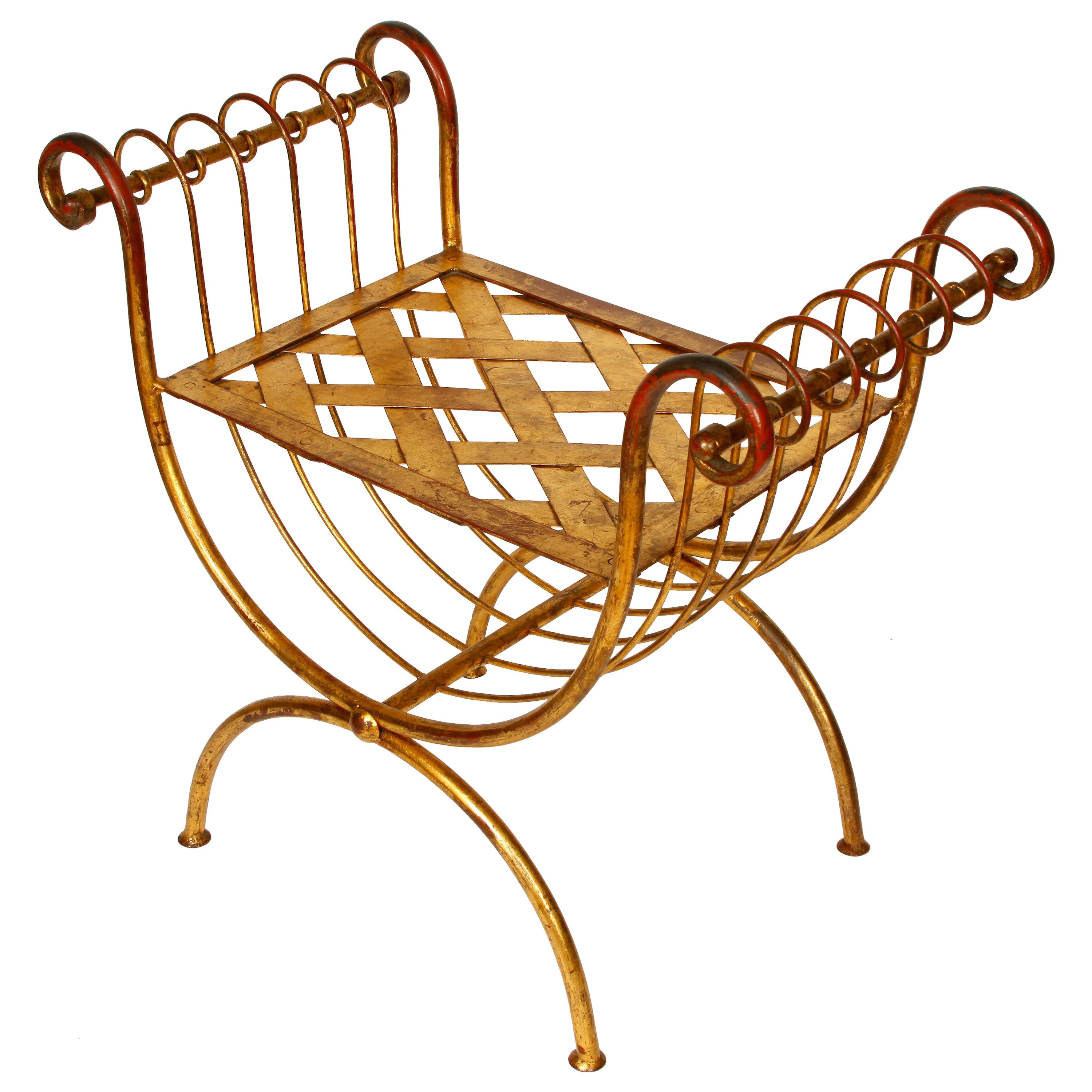 French Renaissance Style Curule Resin and Wood Stool or Bench at 1stDibs