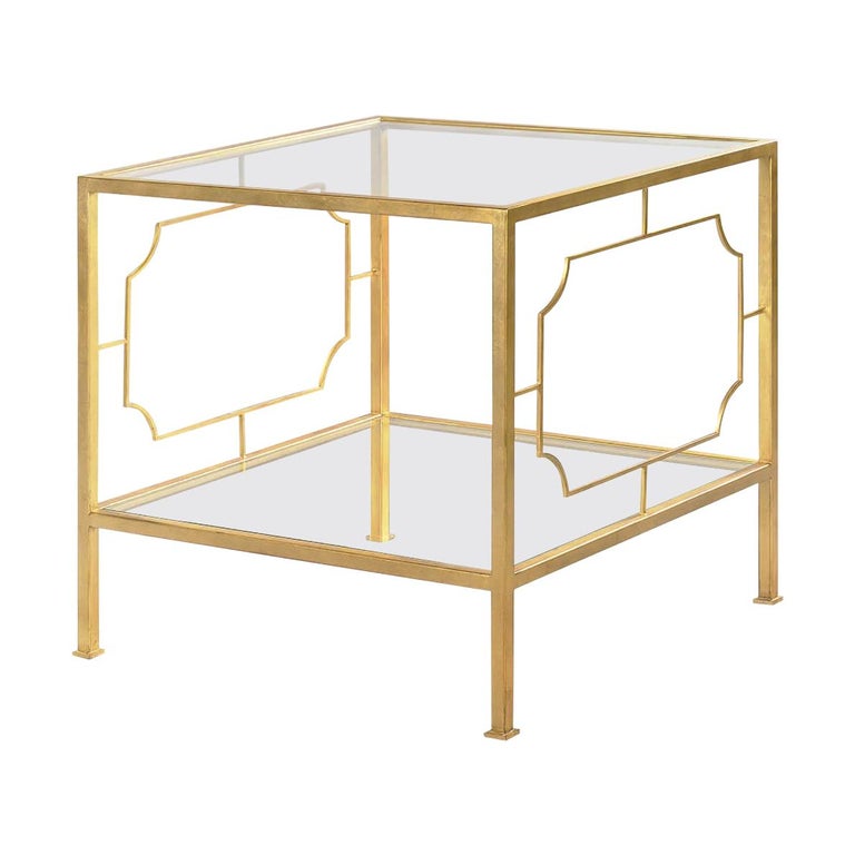 Midcentury Gilt Square Side Table For Sale at 1stDibs