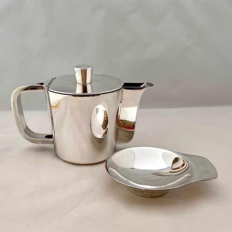 Mid-Century Gio Ponti Silver Plated Coffee Pot and tiny Dish for Arthur ...