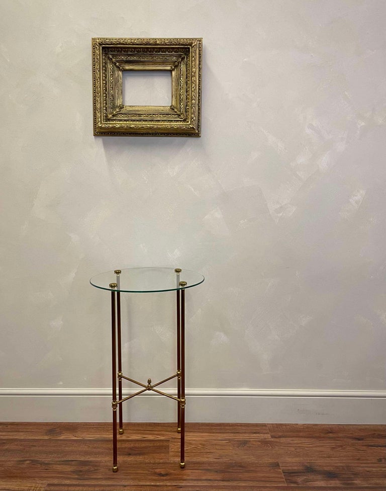 Midcentury, Glass and Brass Round Side/ Lamp Table For Sale at 1stDibs