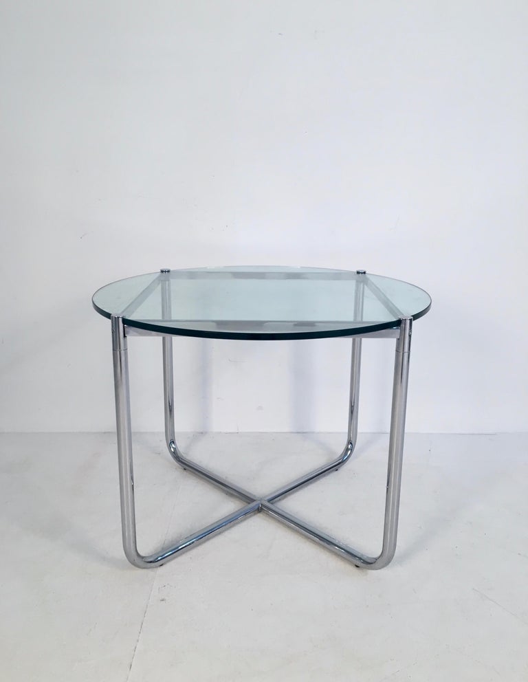 Midcentury Glass and Chrome Side Table by Mies van der Rohe for Knoll ...