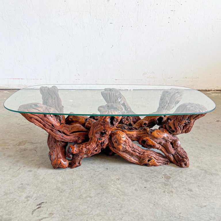 Mid-Century Glass / Grapevine Coffee Table at 1stDibs