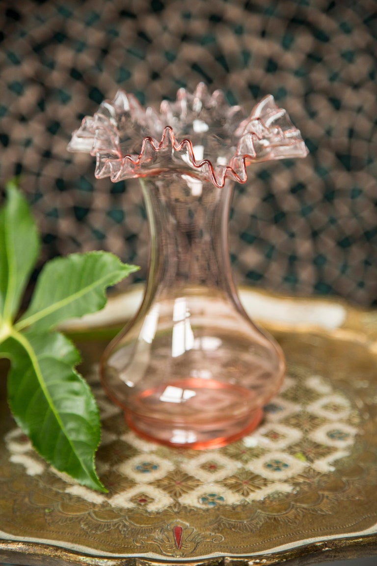 Midcentury Glass Light Pink Vase with a Frill, Europe, 1960s For Sale ...