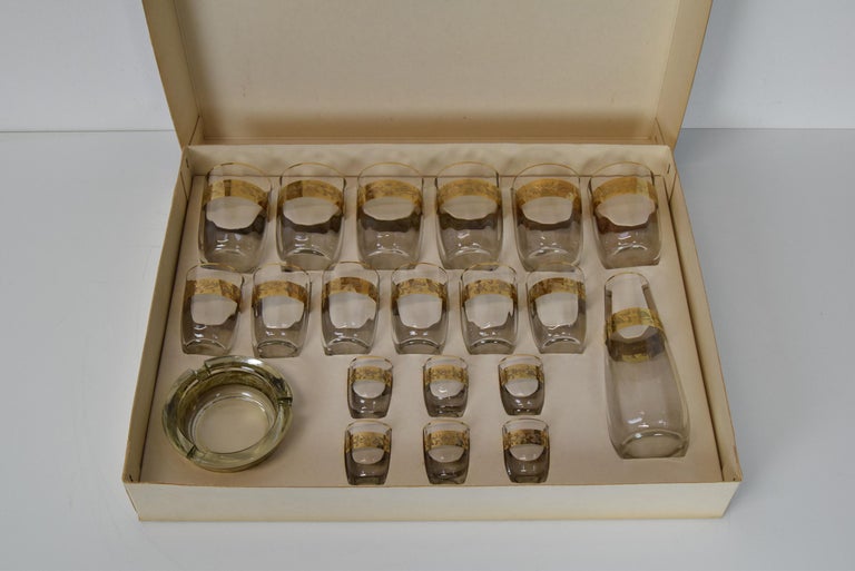 Mid-Century Glass Set, Bohemia Glass, 1950's For Sale at 1stDibs