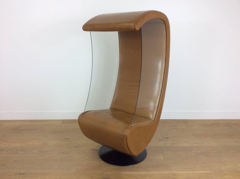 Midcentury Glass Sided Swivel Chair For Sale at 1stDibs