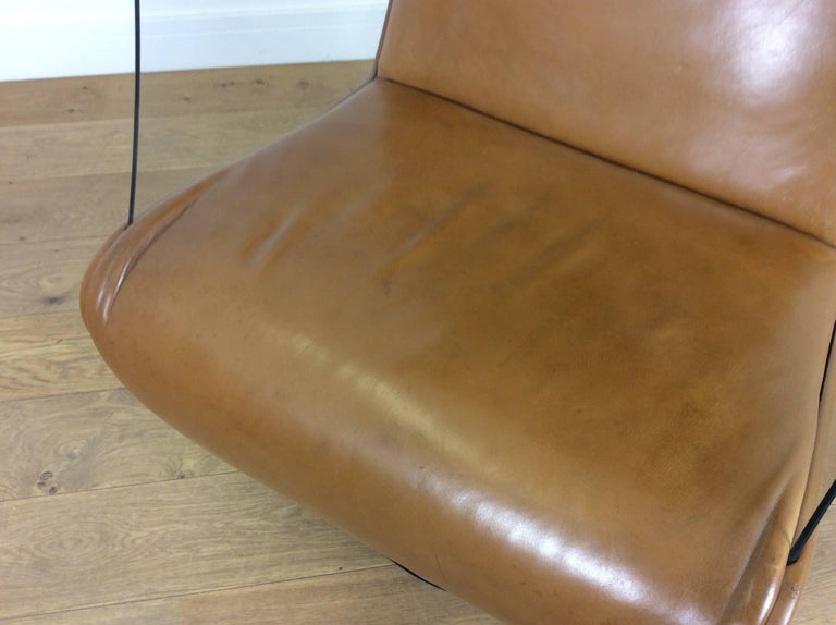 Midcentury Glass Sided Swivel Chair For Sale at 1stDibs