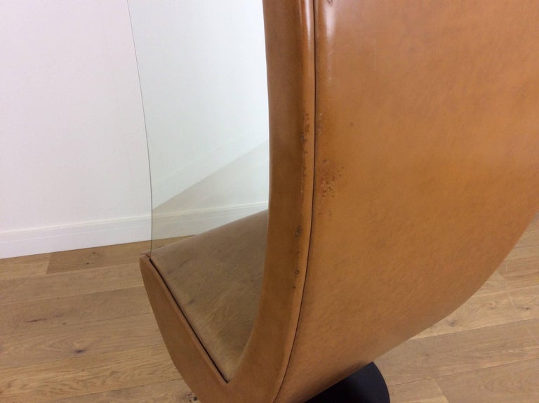 Midcentury Glass Sided Swivel Chair For Sale at 1stDibs
