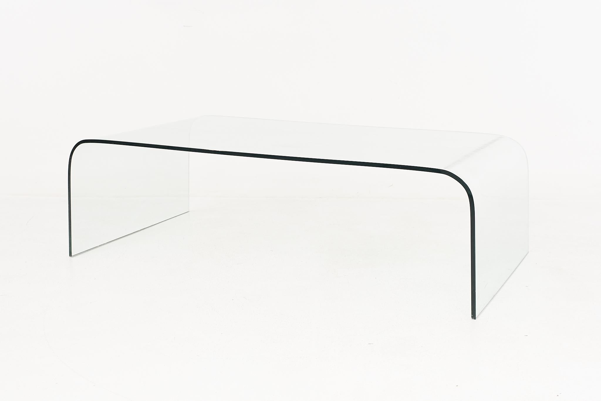 Mid Century Glass Waterfall Coffee Table at 1stDibs