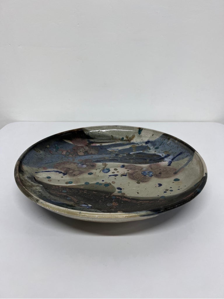 Mid-Century Glazed Studio Pottery Ceramic Charger or Plate, Signed For ...