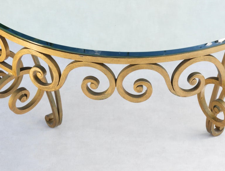 Mid Century Gold Wrought Iron and Mirror Top Table C1950 France For ...