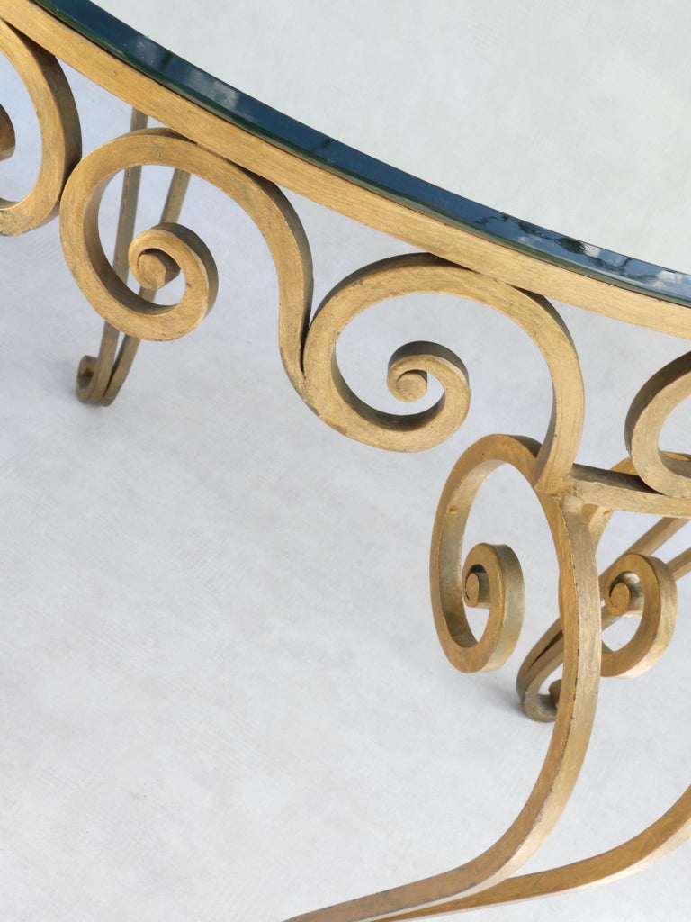 Mid Century Gold Wrought Iron and Mirror Top Table C1950 France For ...