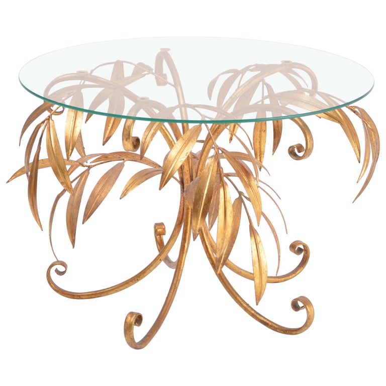 Mid-Century Modern golden palm tree side table by Hans Kögl at 1stDibs