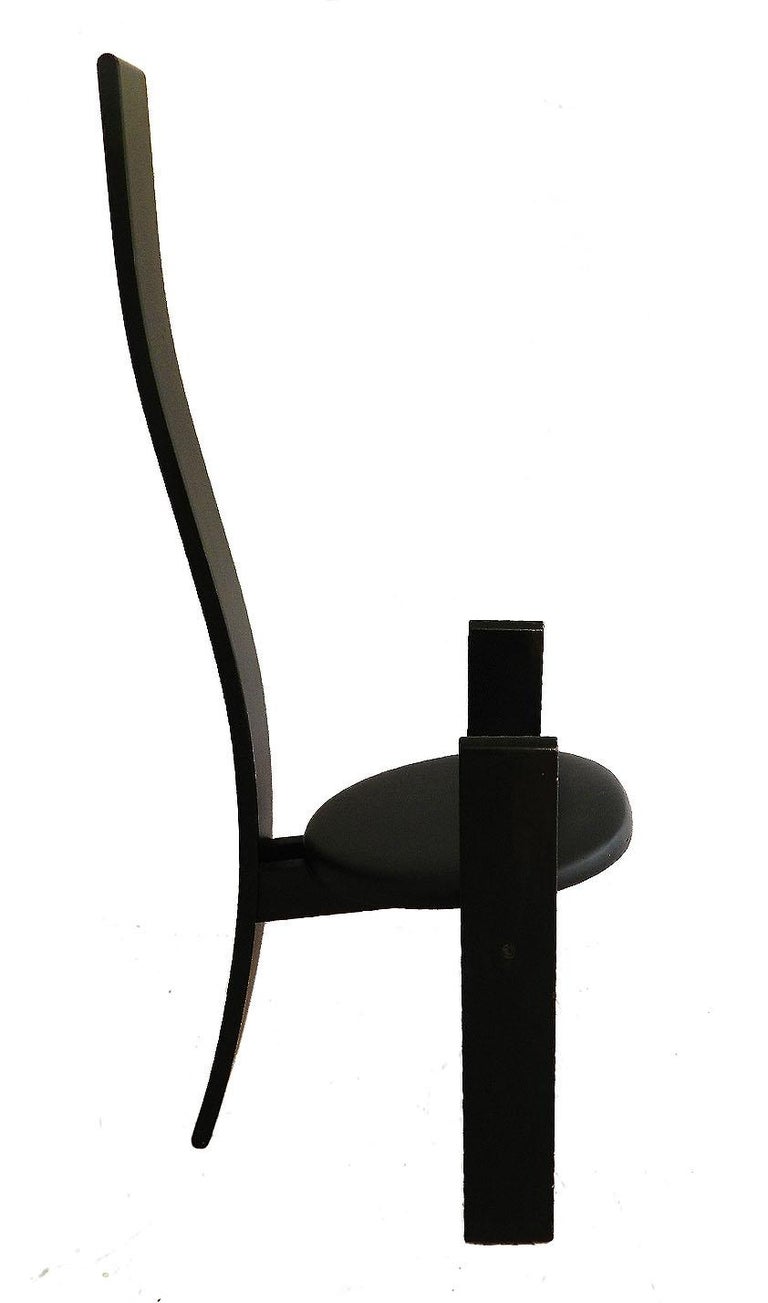 Midcentury Golem Chair by Vico Magistretti 1970s Black Leather Laquered ...