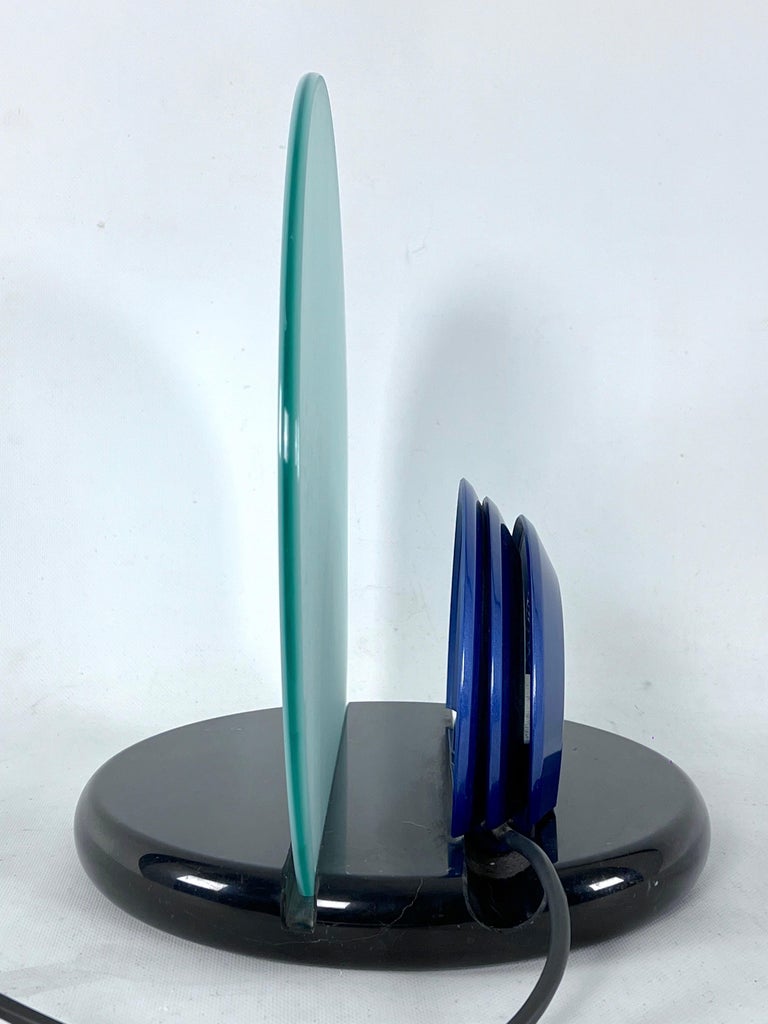 Midcentury Gong Table Lamp in Marble and Glass by Bruno Gecchelin for ...