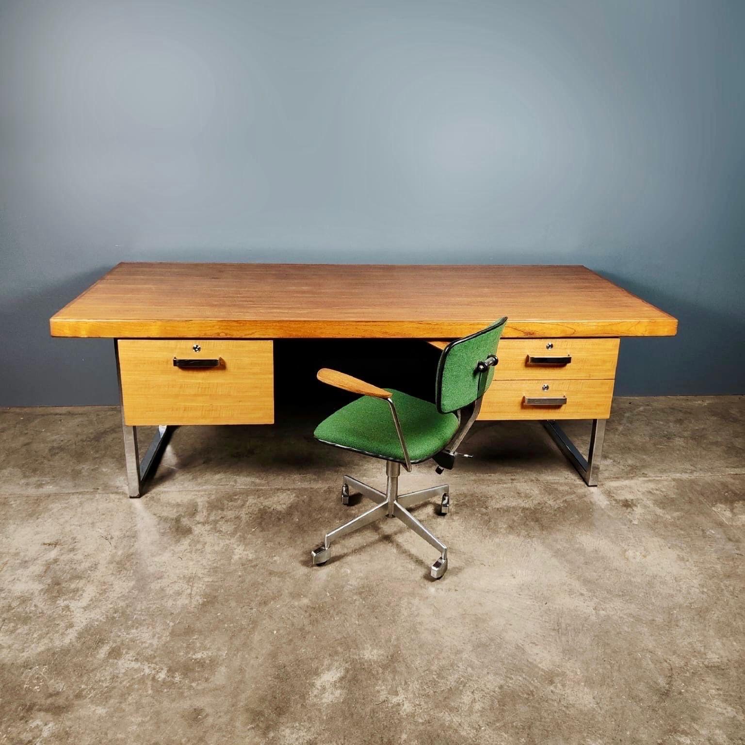 Mid Century Gordon Russell Prestige 1970s Teak Chrome Desk Trevor Chinn Vintage For Sale at 1stDibs