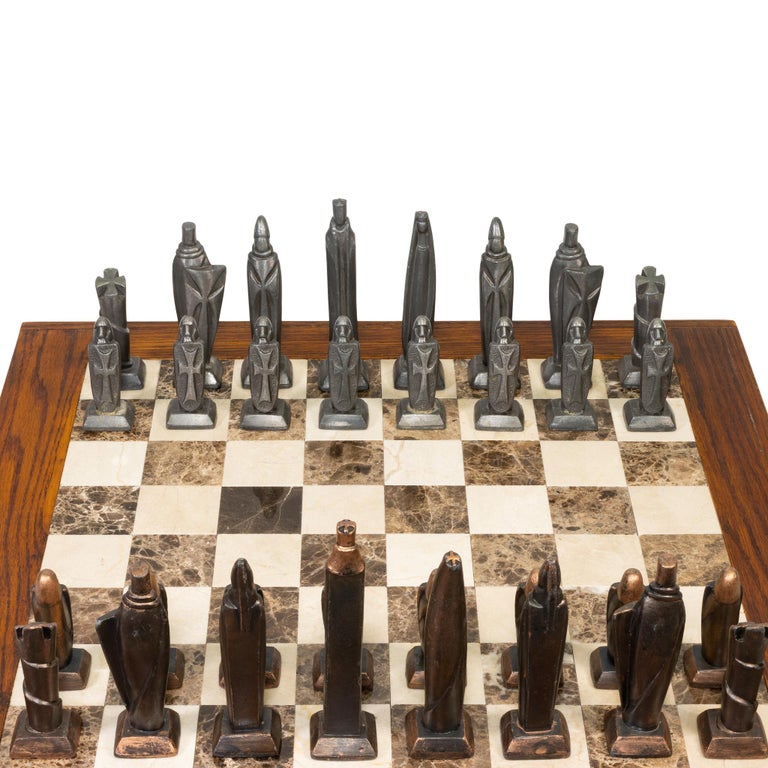 Midcentury Gothic Chess Set by Dyaya at 1stDibs