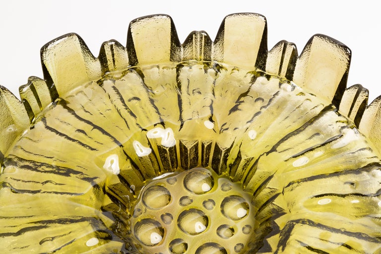 Mid Century Green Decorative Glass Flower Plate, Italy, 1960s For Sale ...