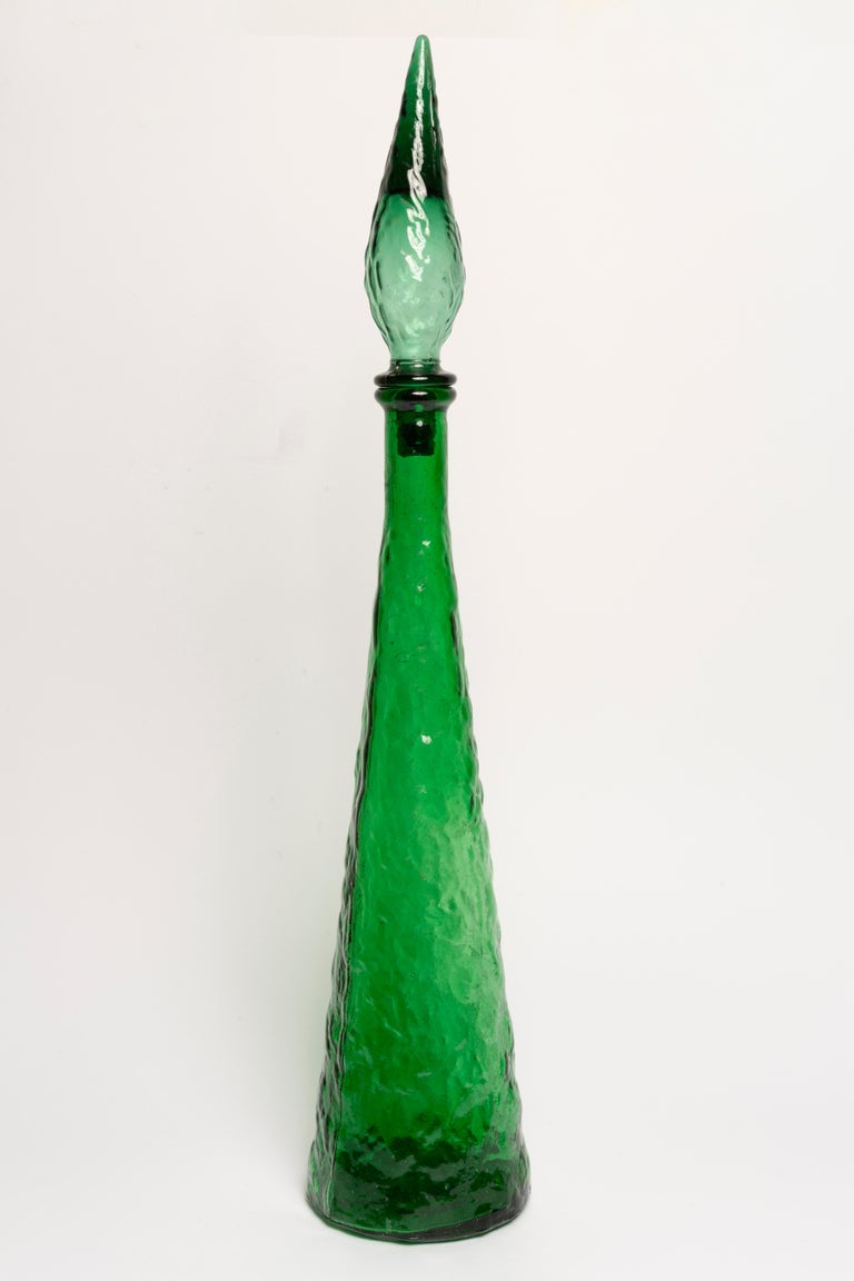 Mid-Century Green Empoli Glass Decanter Bottle with Stopper, Italy ...