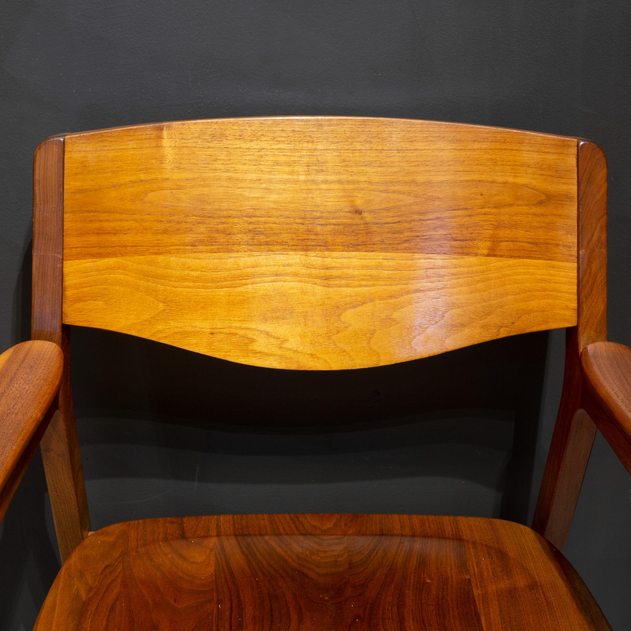 Midcentury Gunlocke Sculpted Oak Chair, circa 1960 For Sale at 1stDibs