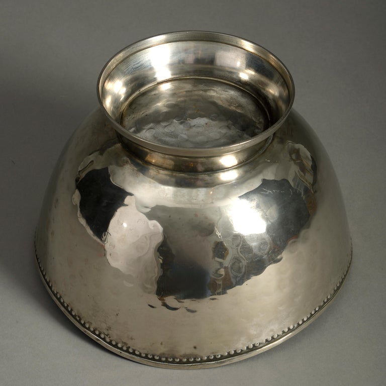 Midcentury Hammered Silvered Bowl For Sale at 1stDibs
