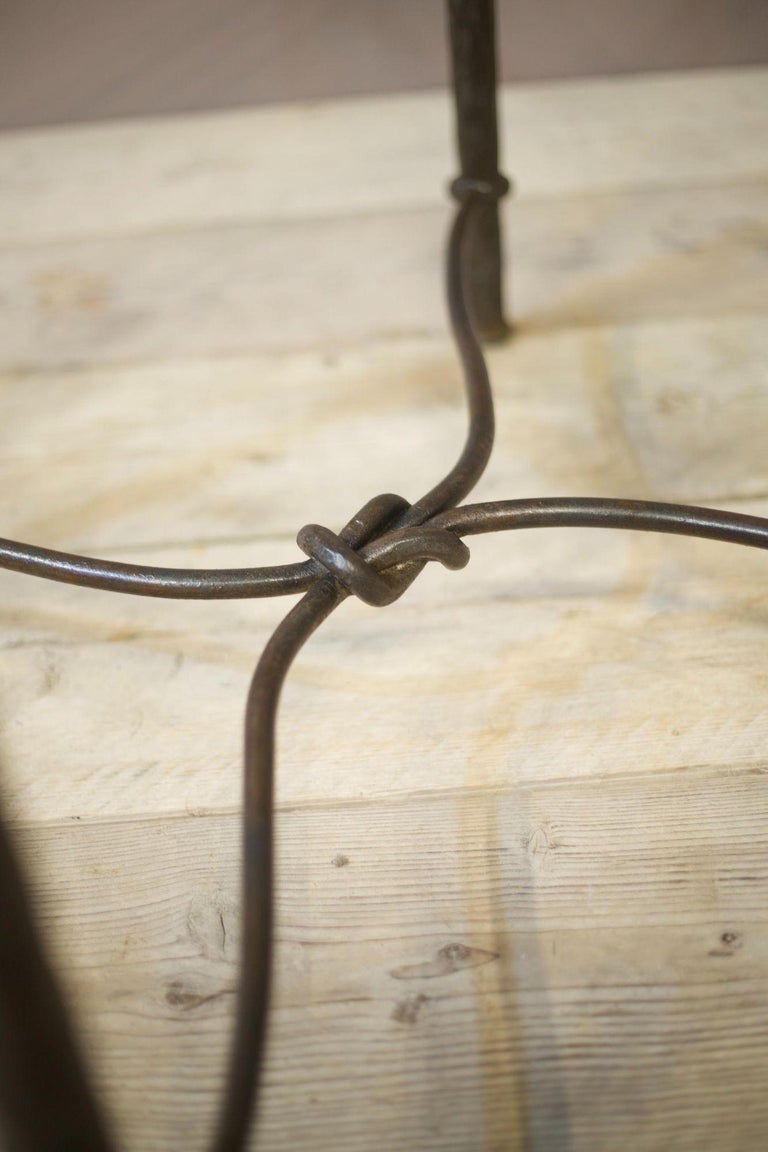 Mid Century Hand Beaten Iron Side Table For Sale at 1stDibs