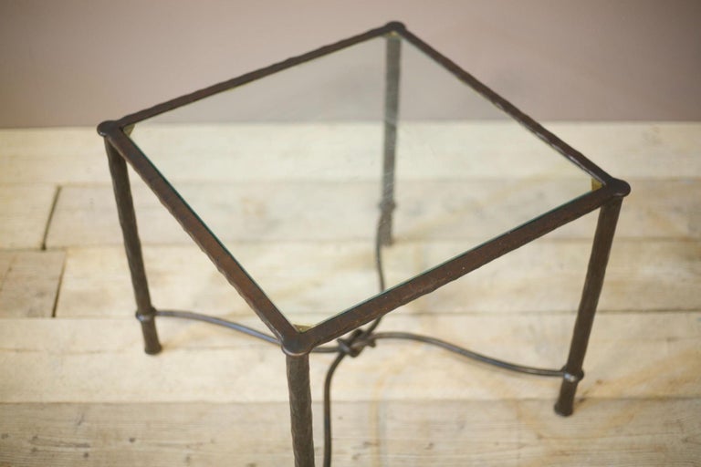 Mid Century Hand Beaten Iron Side Table For Sale at 1stDibs