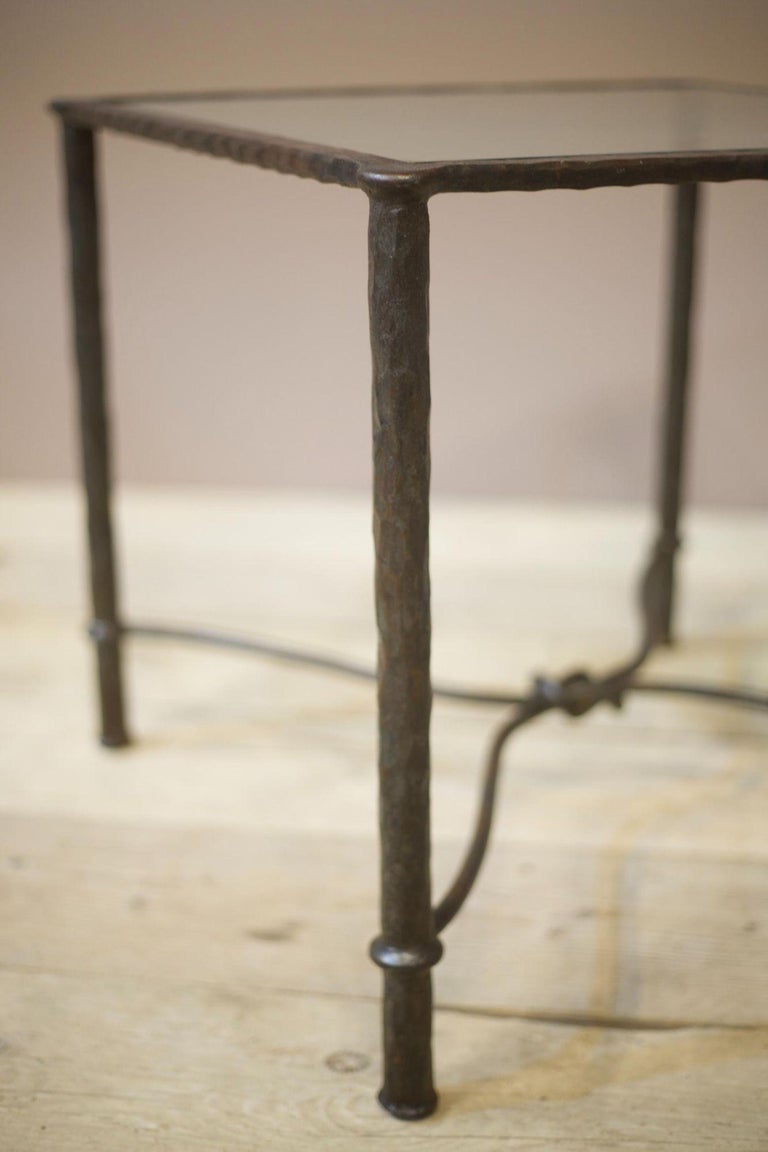 Mid Century Hand Beaten Iron Side Table For Sale at 1stDibs