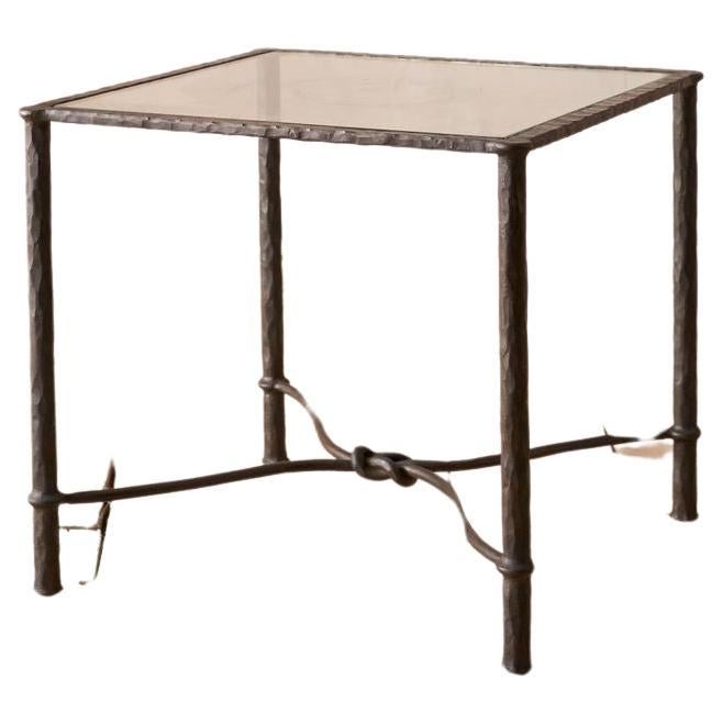 Mid century hand beaten metal side table For Sale at 1stDibs