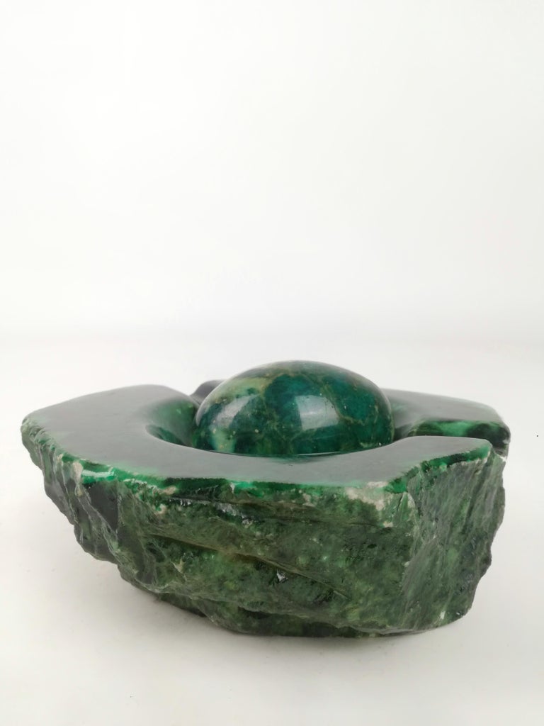 Mid Century Hand Carved Green Alabaster Ashtray by RB, Italy, 1960s For ...